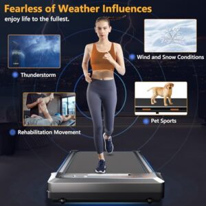 AIRHOT Under Desk Treadmill, Walking Pad 2 in 1 for Walking and Jogging, Portable Walking Treadmill with Remote Control Lanyard for Home/Office, 2.5HP Low-Noise Desk Treadmill in LED Display