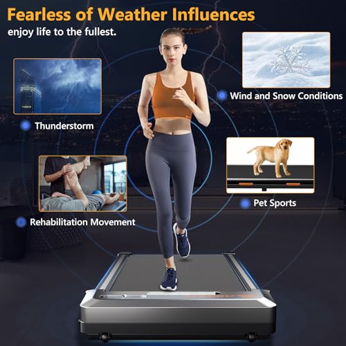 AIRHOT Under Desk Treadmill, Walking Pad 2 in 1 for Walking and Jogging, Portable Walking Treadmill with Remote Control Lanyard for Home/Office, 2.5HP Low-Noise Desk Treadmill in LED Display