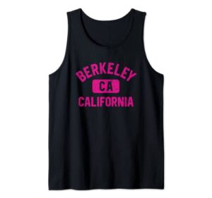 berkeley ca california gym style distressed magenta print tank top