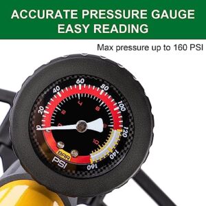 Bike Pump with Pressure Gauge- 160 PSI Bicycle Floor Pump fits Presta & Schrader Valve - Bike Pump with Air Ball Pump Inflator (Yellow)