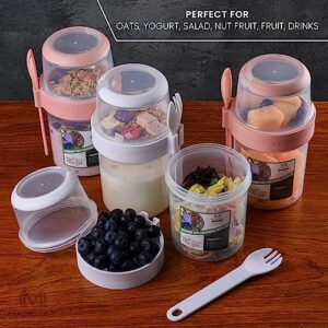 MAMOOLY Leak-Proof Overnight Oats Containers with Lids - Yogurt Containers with Lids - Mason Jars with Lids BPA-Free, Stackable Design, Microwaveable, Dishwasher Safe, Easy Grip Lid, 4-Pack