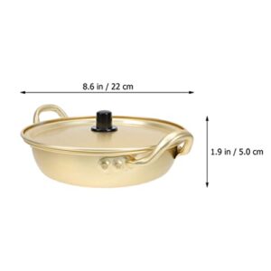 YARNOW Spoon Korean Food Ramen Pot Korean Ramen Cooking Pot with Lid Traditional Hot Pot Aluminum Pot Fast Heating for Kitchen Cookware 20cm (Double Handle) Stock Pot Korean Noodles