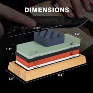 KC-KEVINCODY 2 Pcs Whetstone Sharpening Stone - Dual Sided 400/1000 Grit & 3000/8000 Grit for Kitchen Knives - Premium Knife Sharpener