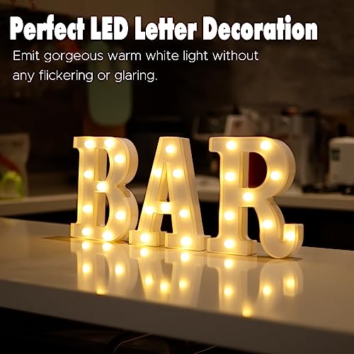 Led Marquee Light Up Letters, 26 Alphabet Light Up Letter Lights, Decorative Led Letters Lights, Battery Powered Letter Sign Lights for Party, Night Light, Home Decor(LetterR, Warm White)