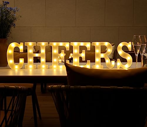 Led Marquee Light Up Letters, 26 Alphabet Light Up Letter Lights, Decorative Led Letters Lights, Battery Powered Letter Sign Lights for Party, Night Light, Home Decor(LetterR, Warm White)