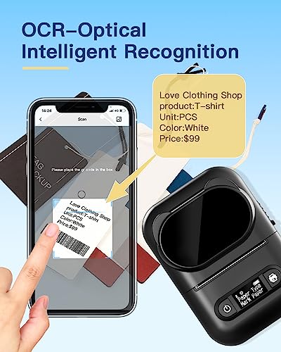 NELKO P110 Label Makers, Portable Bluetooth Thermal Label Printer, Label Maker Machine with Tape for Address, Home, Office, Organization, Compatible with Android & iOS System, with 1 Roll Label, Black