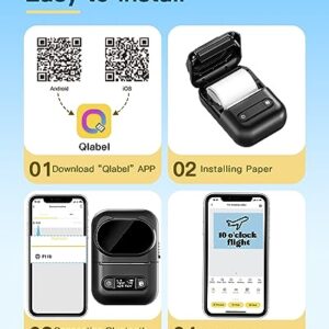 NELKO P110 Label Makers, Portable Bluetooth Thermal Label Printer, Label Maker Machine with Tape for Address, Home, Office, Organization, Compatible with Android & iOS System, with 1 Roll Label, Black