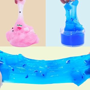 Jelly Cube Crunchy Slime 3 Pack, Clear Slime Kit Super Soft and Non-Sticky, Birthday Gift Slime Party Favors for Girls and Boys