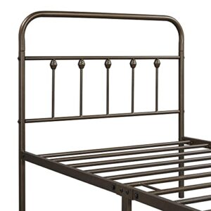 Topeakmart Twin XL Size Victorian Style Metal Bed Frame with Headboard/Mattress Foundation/No Box Spring Needed/Under Bed Storage/Strong Slat Support Bronze