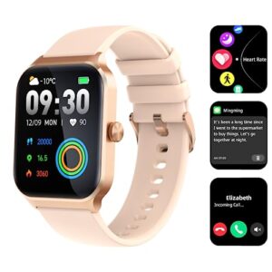 lyaarka 1.96" hd smart watch for women men(answer/make call) android and ios compatible fitness tracker with ip68 waterproof, 110+ sports, heart rate and blood oxygen monitor, step counter (gold)