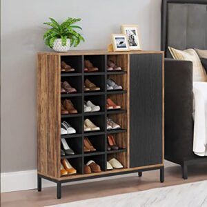 LITTLE TREE Shoe Cabinet for Entryway, Freestanding 6-Tier Shoe Rack Organizer with Doors, Slim 26 Pair Shoe Storage Cubby with Adjustable Open Shelves for Hallway Closet