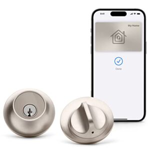 level lock+ smart lock with apple home keys - smart deadbolt for keyless entry plus key card or app, bluetooth enabled lock works with apple homekit, satin nickel