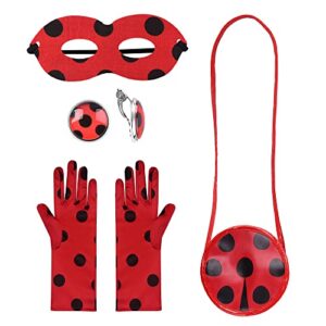 Uplus ME Ladybug Costume Girls Ladybug Dress Lady Bug Costumes for Kids Toddler Ladybird Dress Up Set for Halloween Birthday (2-3T/100)