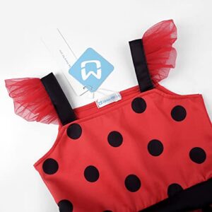 Uplus ME Ladybug Costume Girls Ladybug Dress Lady Bug Costumes for Kids Toddler Ladybird Dress Up Set for Halloween Birthday (2-3T/100)