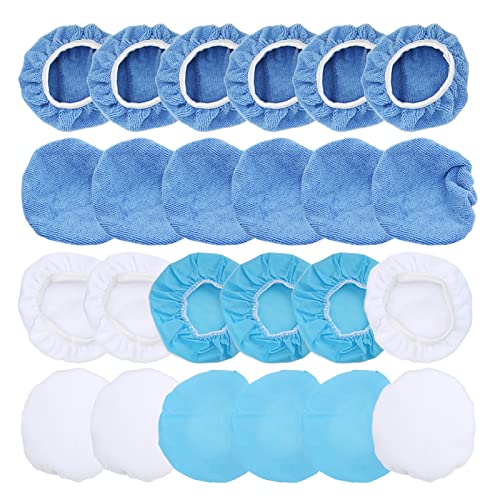 24 Pcs 6 Inches Buffer Bonnets Waxers Bonnet Set,Car Orbital Buffer Polisher Pad Bonnet Microfiber Polishing Buffing Bonnet Set for Cars Motorcycles