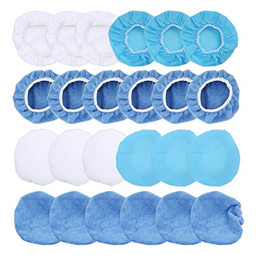 24 Pcs 6 Inches Buffer Bonnets Waxers Bonnet Set,Car Orbital Buffer Polisher Pad Bonnet Microfiber Polishing Buffing Bonnet Set for Cars Motorcycles