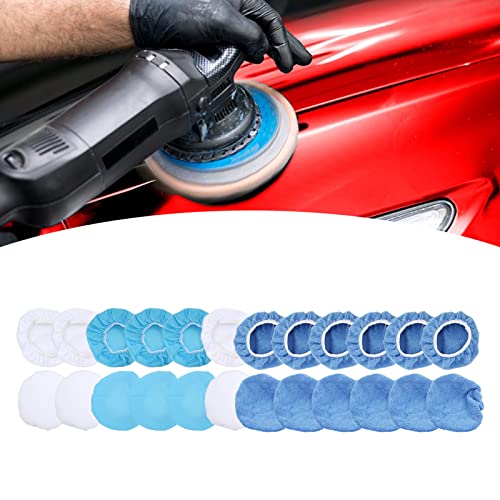 24 Pcs 6 Inches Buffer Bonnets Waxers Bonnet Set,Car Orbital Buffer Polisher Pad Bonnet Microfiber Polishing Buffing Bonnet Set for Cars Motorcycles