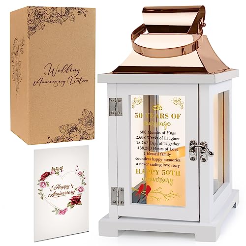 HN HAIINAA 50th Wedding Anniversary Lantern 50th Anniversary Wedding Gifts for Couple Parents Husband Wife Grandparents, Happy 50th Anniversary Decoration