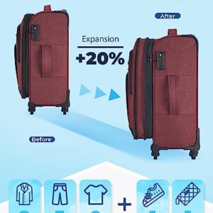 2 Piece Luggage Sets, BAGSMART Expandable 20 inch Carry on Luggage Airline Approved, Lightweight Carry on Suitcase with Spinner Wheels, Family Travel Suitcase Set with Duffle Bag - Red