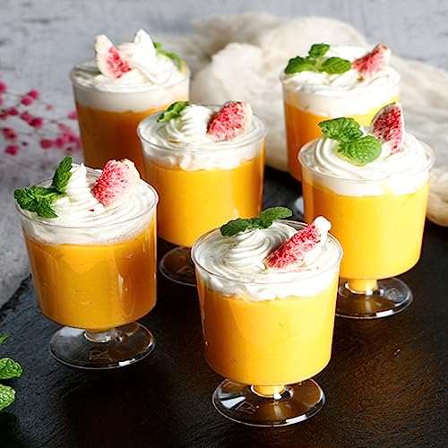 TOFLEN 5 Oz Mini Dessert Cups with Spoons 80 Pcs I Serves 40 I Small Plastic Dessert Goblets Wine Glasses Party Serving Cups for Appetizers, Mousse, Dessert Shot Glasses