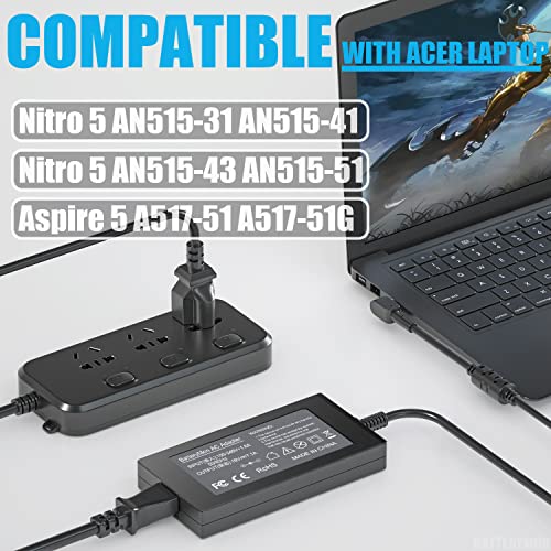 135W AC Adapter Fit for Acer Nitro 5 Laptop Charger, Acer Nitro 7 AN517-51 AN515-53 AN515-52 AN515-51 AN515-43 AN515-41 ADP-135KB T N18C3 N18C4 Gaming Laptop Charger