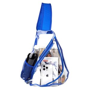 clear sling bag stadium approved crossbody clear backpack for concert festival game (blue)