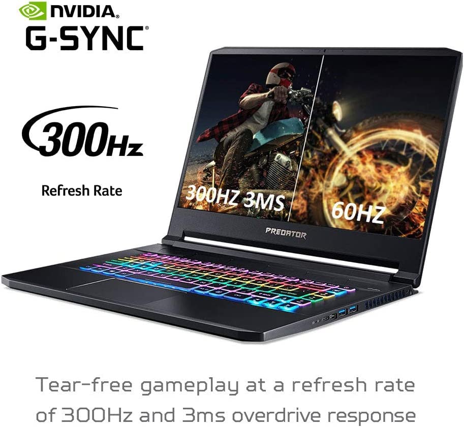 Acer Predator Triton 500 Gaming Laptop, 15.6" FHD NVIDIA G-SYNC Display 300Hz, Intel Core i7-10750H, NVIDIA GeForce RTX 2070 Super, 32GB DDR4 RAM, 1TB NVMe SSD, Wi-Fi 6, RGB Backlit KB