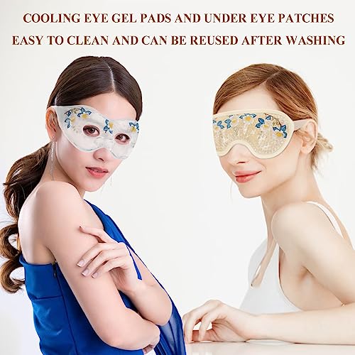 Gel Eye Mask Set - Cooling Eye Mask with Eye Holes and Plush Backing, Cold Eye Compress and Reusable Cooling Pads for Eyes Puffiness, Migraine Headache, Dark Circles, Dry Eyes (4 PCS)