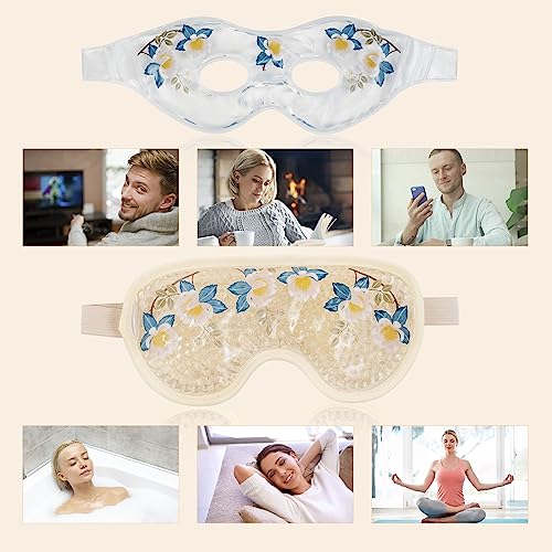 Gel Eye Mask Set - Cooling Eye Mask with Eye Holes and Plush Backing, Cold Eye Compress and Reusable Cooling Pads for Eyes Puffiness, Migraine Headache, Dark Circles, Dry Eyes (4 PCS)