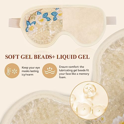 Gel Eye Mask Set - Cooling Eye Mask with Eye Holes and Plush Backing, Cold Eye Compress and Reusable Cooling Pads for Eyes Puffiness, Migraine Headache, Dark Circles, Dry Eyes (4 PCS)