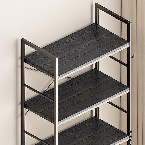 SAILUN 5 Tier Bookshelf, Free Standing Bookcase, Book Shelf with Metal Frame, Storage Rack Shelves Organizer for Bedroom, Living Room, Dark Black