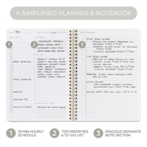 Simplified Daily Planner And Notebook With Hourly Schedule - Aesthetic Spiral To do List Notepad to Easily Organize Your Tasks And Appointments - Stylish Book And School Or Office Supplies For Women