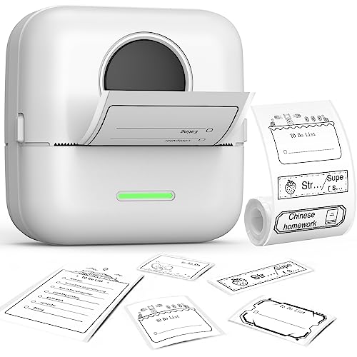 Label Maker Machine with Tape, Portable Bluetooth Label Printer Sticker Maker Machine for Labeling Barcode, Name, Address, Mailing, Organizing, Great for Home, Office, Inkless, USB Rechargeable