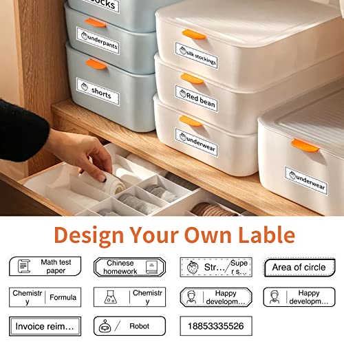 Label Maker Machine with Tape, Portable Bluetooth Label Printer Sticker Maker Machine for Labeling Barcode, Name, Address, Mailing, Organizing, Great for Home, Office, Inkless, USB Rechargeable