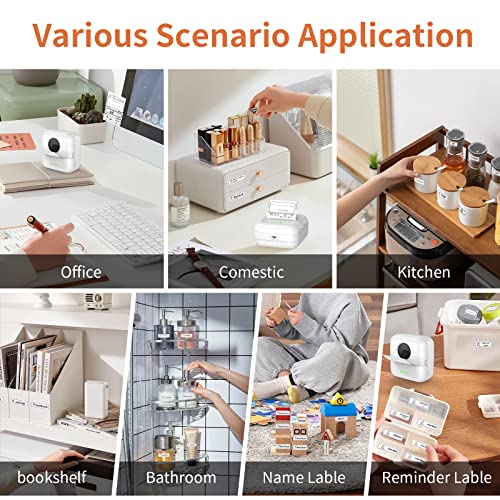 Label Maker Machine with Tape, Portable Bluetooth Label Printer Sticker Maker Machine for Labeling Barcode, Name, Address, Mailing, Organizing, Great for Home, Office, Inkless, USB Rechargeable