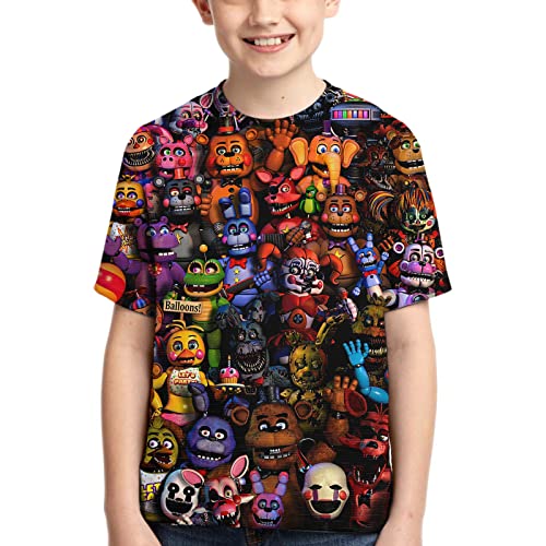 Boys and Girls Cartoon Novelty Shirts 3D Printed Short Sleeve Kids and Youth Game T-Shirts 1-Large