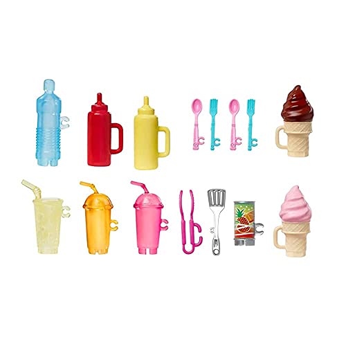 Barbie Replacement Parts for Fresh 'n Fun Food Truck Doll Playset - GMW07 ~ Replacement Drink Cups, Ice Cream and Silverware