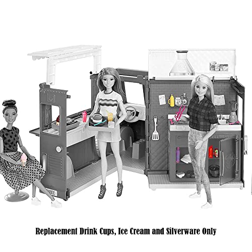 Barbie Replacement Parts for Fresh 'n Fun Food Truck Doll Playset - GMW07 ~ Replacement Drink Cups, Ice Cream and Silverware