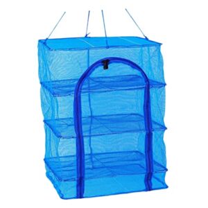 garneck foldable fish cage blue sweater hydroponic plants meat dehydrator shrimp fish drying net hanging dry net indoor nylon multi-layer net hanging basket dryer hanging fishing net nylon