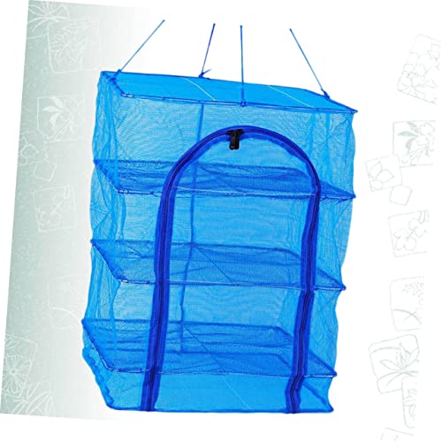 Garneck Foldable Fish Cage Blue Sweater Hydroponic Plants Meat Dehydrator Shrimp Fish Drying Net Hanging Dry Net Indoor Nylon Multi-Layer Net Hanging Basket Dryer Hanging Fishing Net Nylon