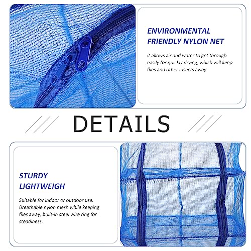 Toddmomy Fish Drying Net, 4 Layers Hanging Drying Fish Net Hanging Mesh Dryer Foldable Drying Net with Zippers Laundry Rack Net for Shrimp Fish Fruit Vegetables Herb