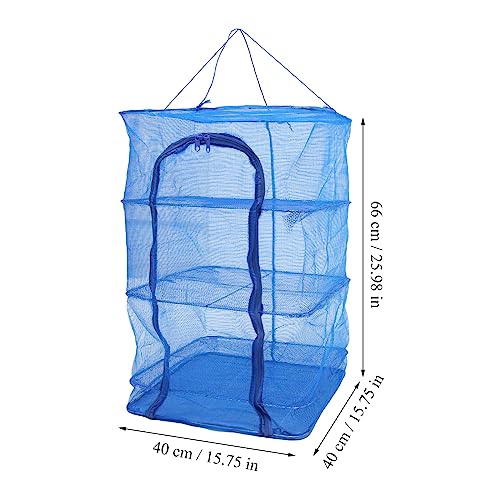 Toddmomy Fish Drying Net, 4 Layers Hanging Drying Fish Net Hanging Mesh Dryer Foldable Drying Net with Zippers Laundry Rack Net for Shrimp Fish Fruit Vegetables Herb