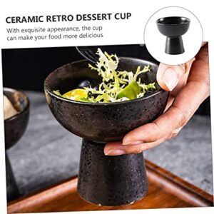 Anneome Trifle Bowl Glass Candle Holder Sea Urchin Cup Glass Menorah Trifle Cups Ceramic Cups for Dessert Porcelain Japanese-Style Black Cup Bowl Black Candle Holder Japanese Dessert Cup