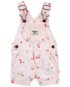 oshkosh b'gosh girls' world's best overalls, pink cherry shortall, 18m