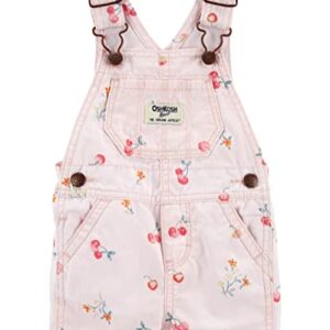 OshKosh B'Gosh Girls' World's Best Overalls, Pink Cherry Shortall, 18M