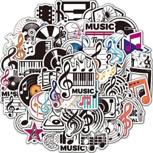 50pcs music stickers for water bottles vinyl musical note stickers for kids waterproof music stickers for laptop guitar hydroflask scrapbooking journaling