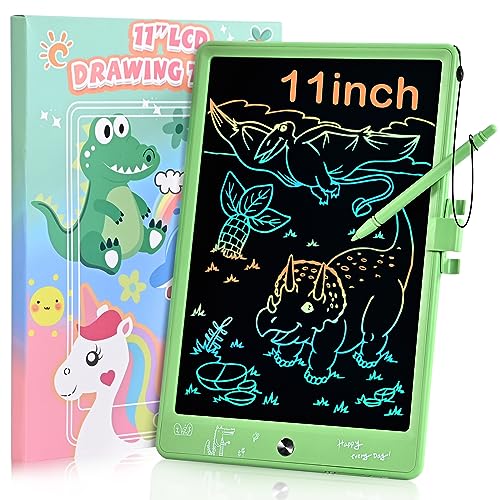 LCD Writing Tablet, 11 Inch Colorful Doodle Board Kids Drawing Tablet, Reusable Electronic Drawing Pad, Toddler Learning Educational Toys Gifts for 3 4 5 6 7 8 Years Old Girls Boys (Green)