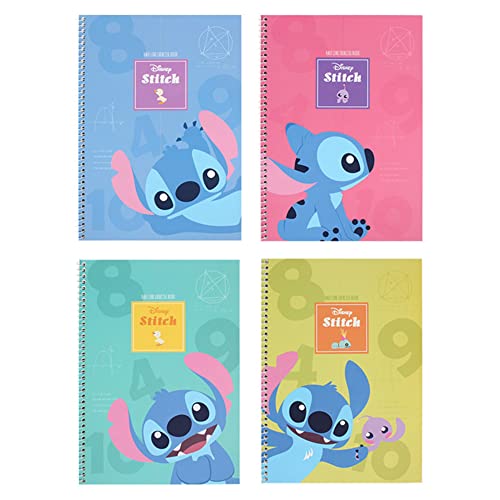 Stitch Character Half Line Spring Note - Cute 10.2 x 7.4 in Spiral Bound Notebook with Unique Half-Lined Pages, Durable Hardcover, Ideal for Writing & Drawing - for Students, Kids and Adults (Green)