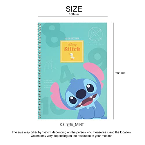 Stitch Character Half Line Spring Note - Cute 10.2 x 7.4 in Spiral Bound Notebook with Unique Half-Lined Pages, Durable Hardcover, Ideal for Writing & Drawing - for Students, Kids and Adults (Green)