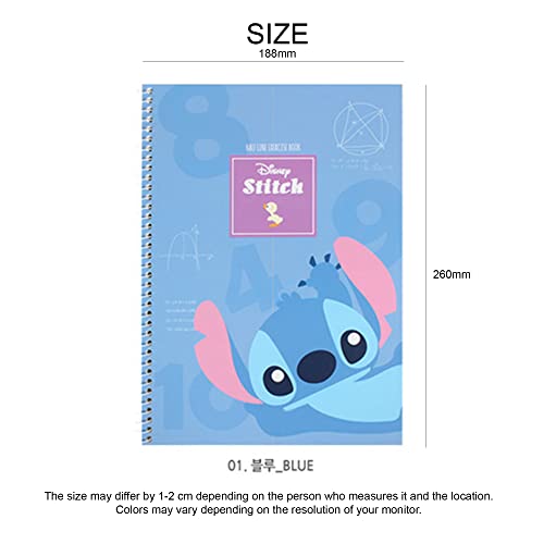 Stitch Character Half Line Spring Note - Cute 10.2 x 7.4 in Spiral Bound Notebook with Unique Half-Lined Pages, Durable Hardcover, Ideal for Writing & Drawing - for Students, Kids and Adults (Green)